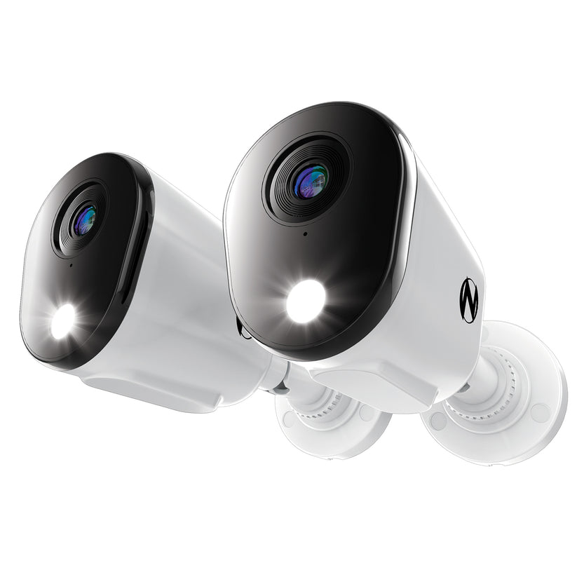 Add On Wired 4K Deterrence Cameras with 2-Way Audio - 2 Pack - White ...