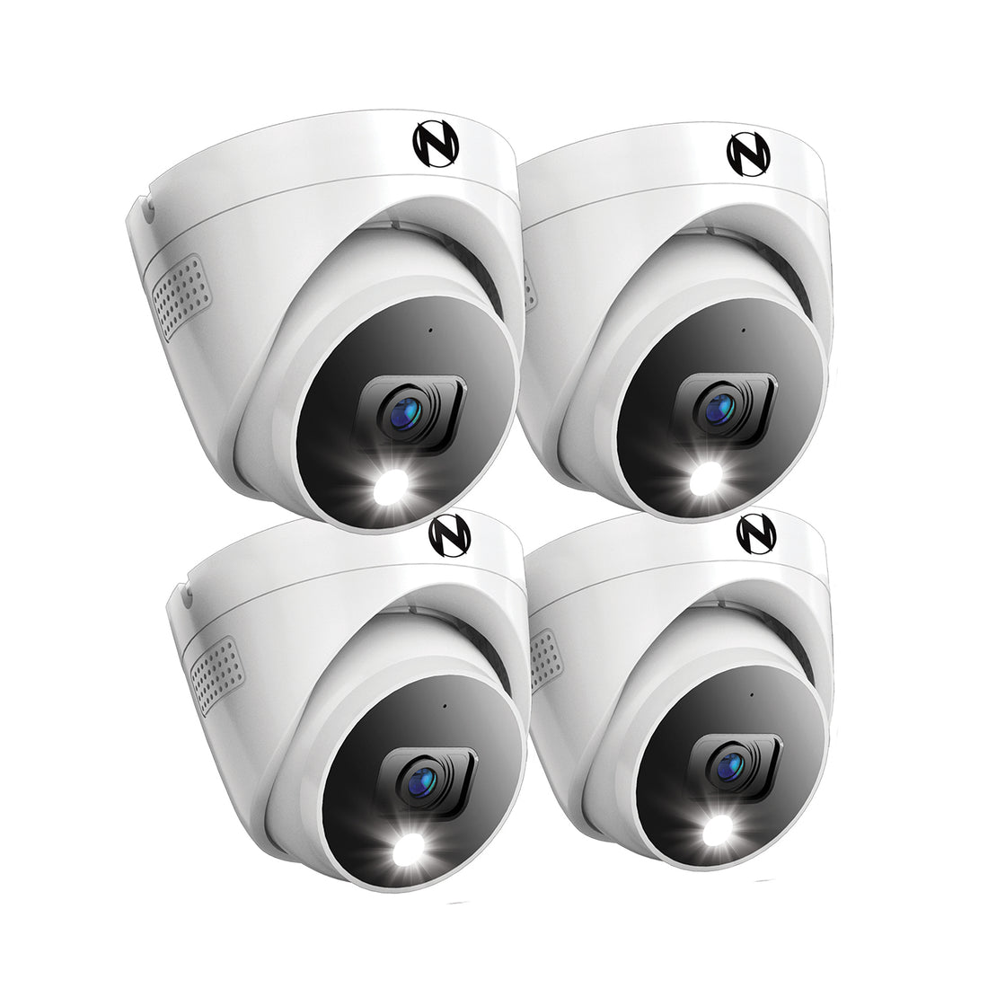 Add On Wired 2K Deterrence Dome Cameras with 2-Way Audio - 4 Pack - Wh ...