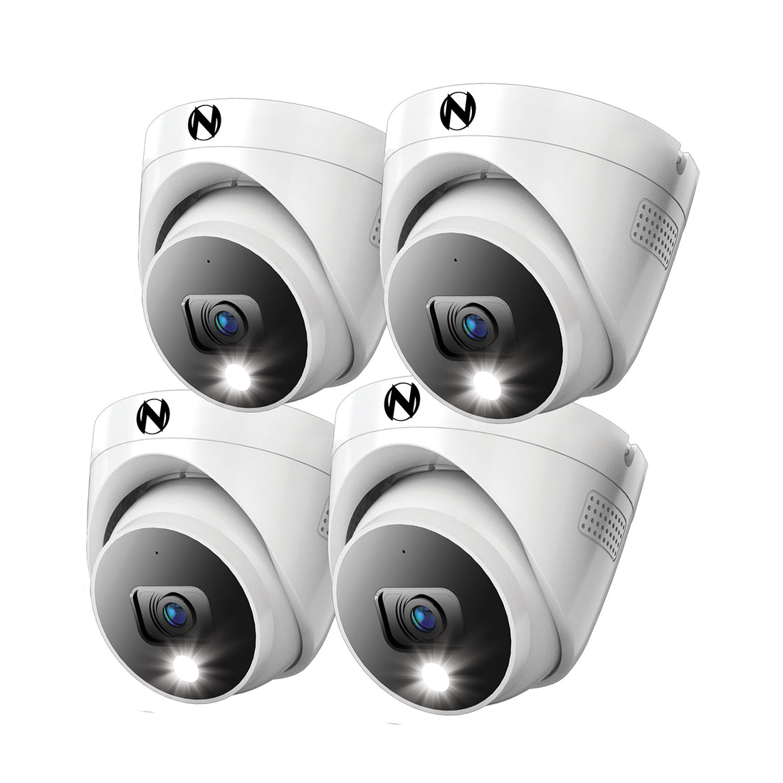 Add On Wired 4K Deterrence Dome Cameras with 2-Way Audio - 4 Pack - Wh ...