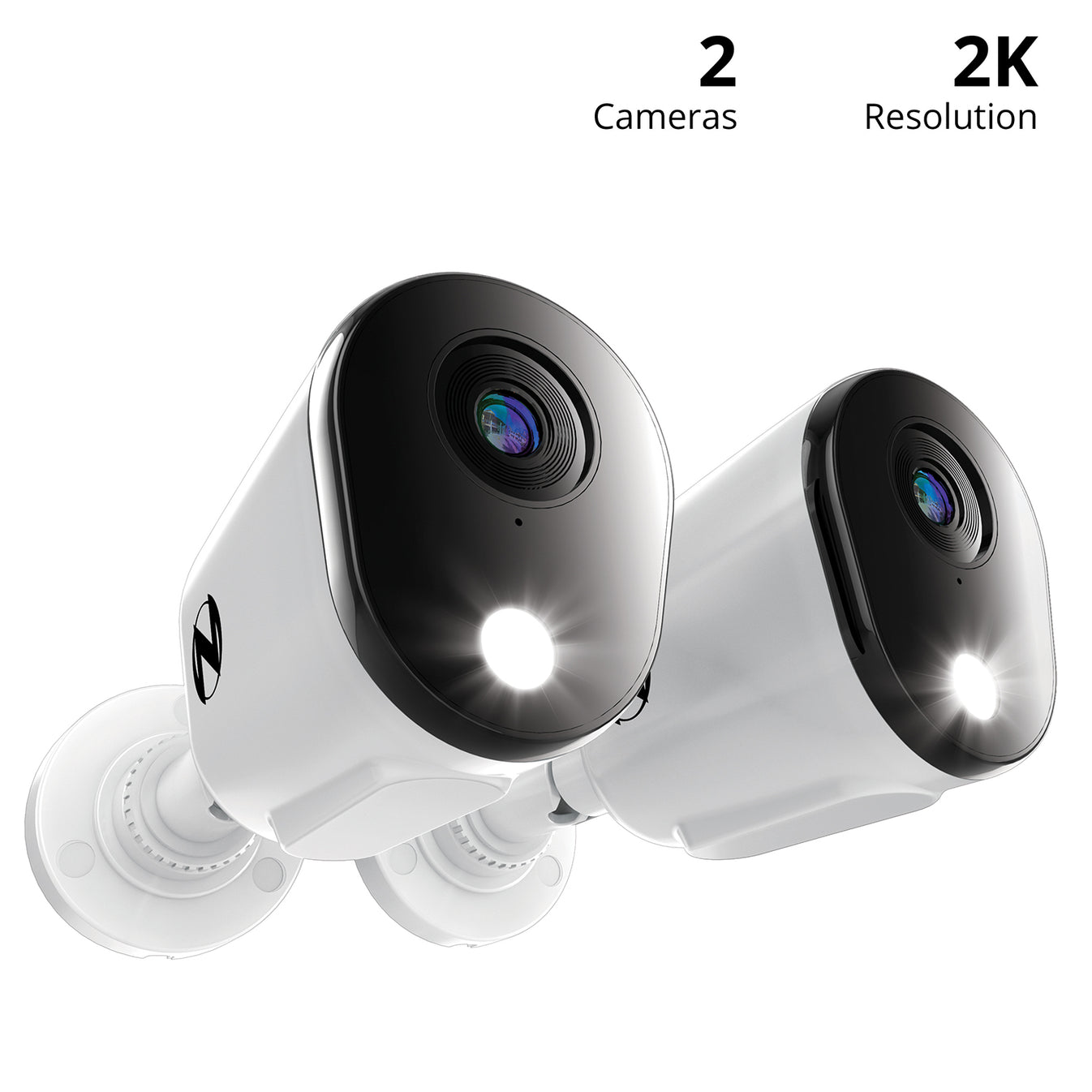 Add On Wired 2K Deterrence Cameras with 2-Way Audio - 2 Pack - White ...