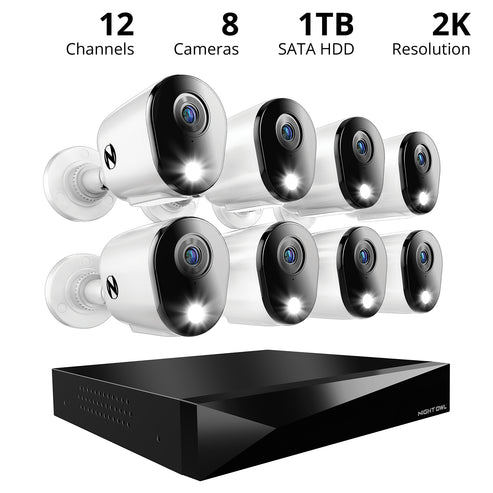 2-Way Audio 12 Channel DVR Security System with 1TB Hard Drive and 8 W ...