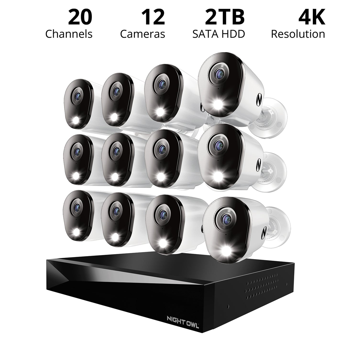 2-Way Audio 20 Channel DVR Security System with 2TB Hard Drive and 12 ...