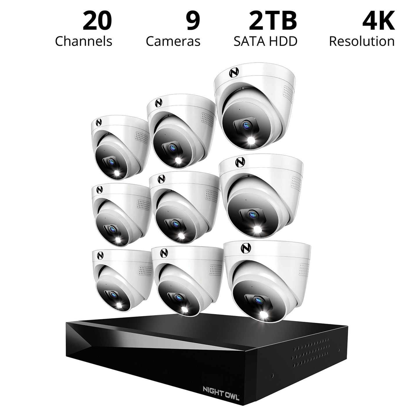 2-Way Audio 20 Channel DVR Security System with 2TB Hard Drive and 9 W ...