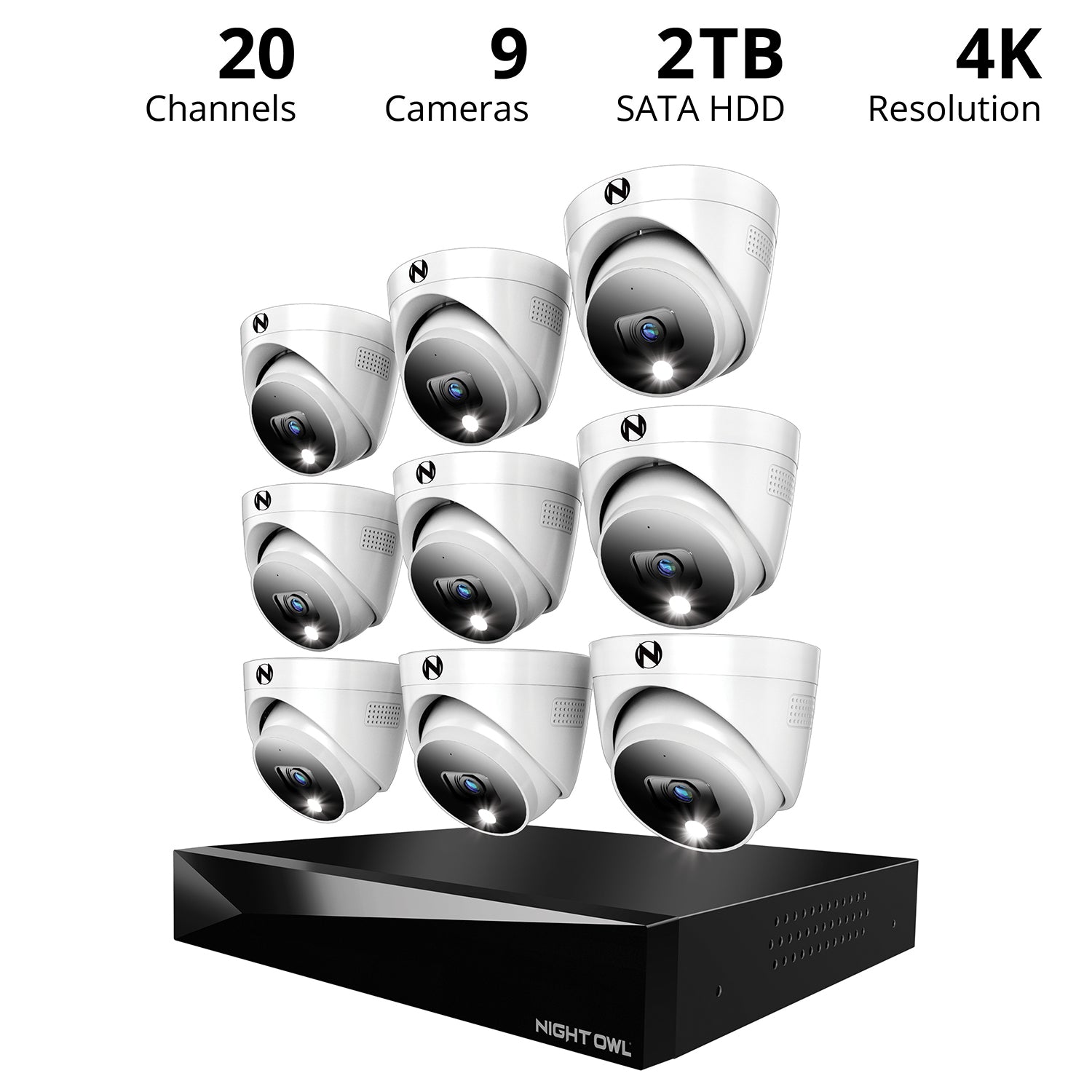 2-Way Audio 20 Channel DVR Security System with 2TB Hard Drive and 9 W ...