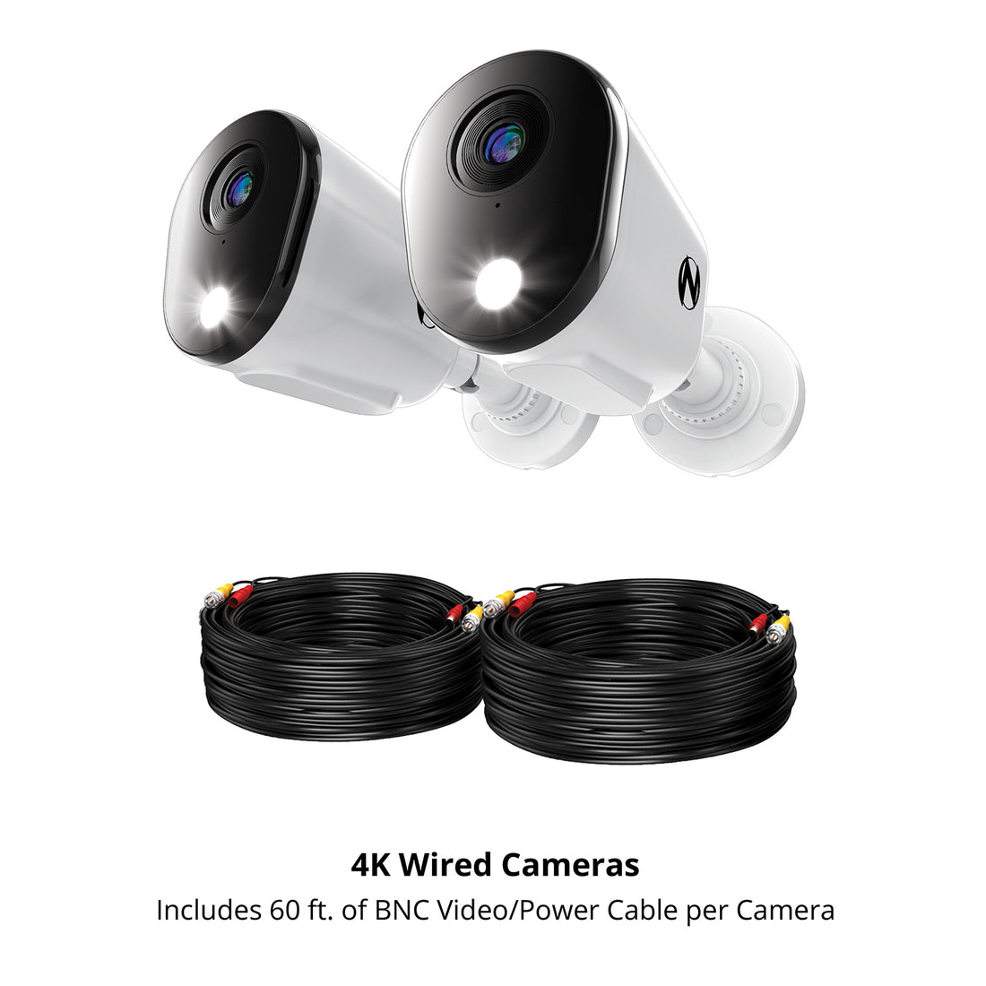 Add On Wired 4K Deterrence Cameras with 2-Way Audio - 2 Pack - White ...