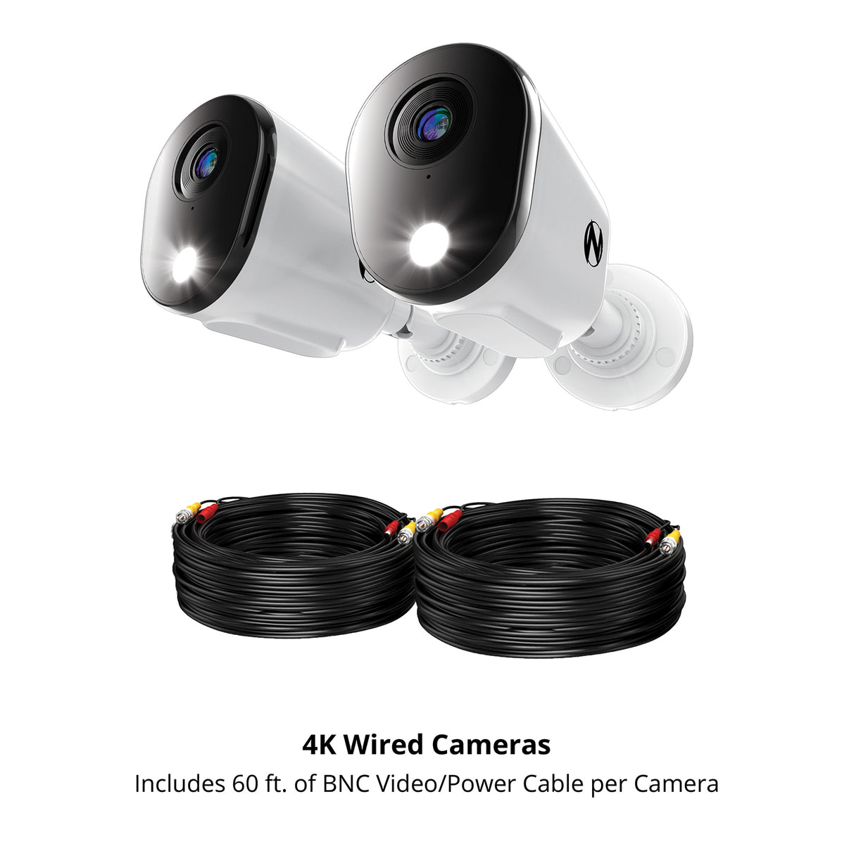Add On Wired 4K Deterrence Cameras with 2-Way Audio - 2 Pack - White ...