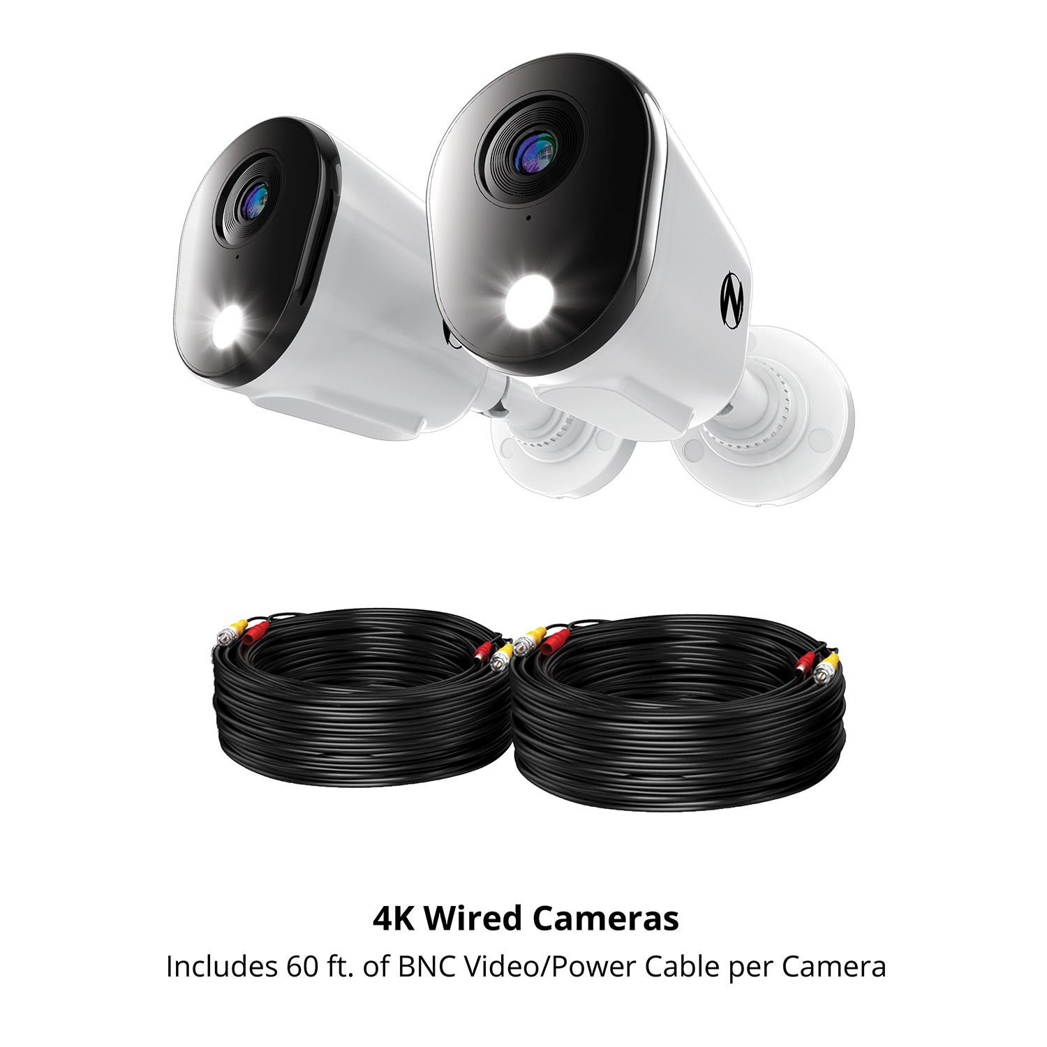 Refurbished Add On Wired 4K Deterrence Cameras with 2-Way Audio - 2 Pa ...