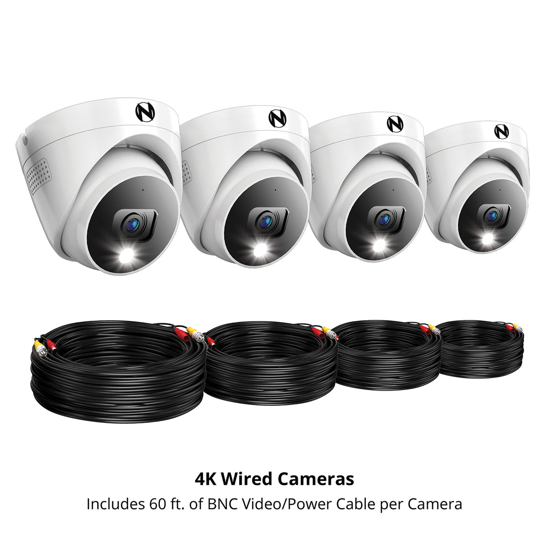 Add On Wired 2K Deterrence Dome Cameras with 2-Way Audio - 4 Pack - Wh ...