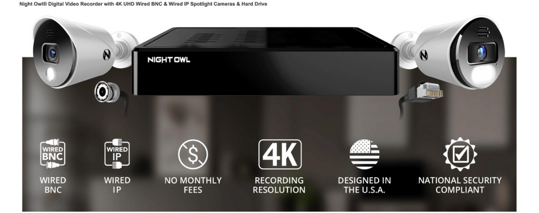 12 Channel 4K Bluetooth DVR with 2TB Hard Drive and 8 Wired BNC and 2 ...
