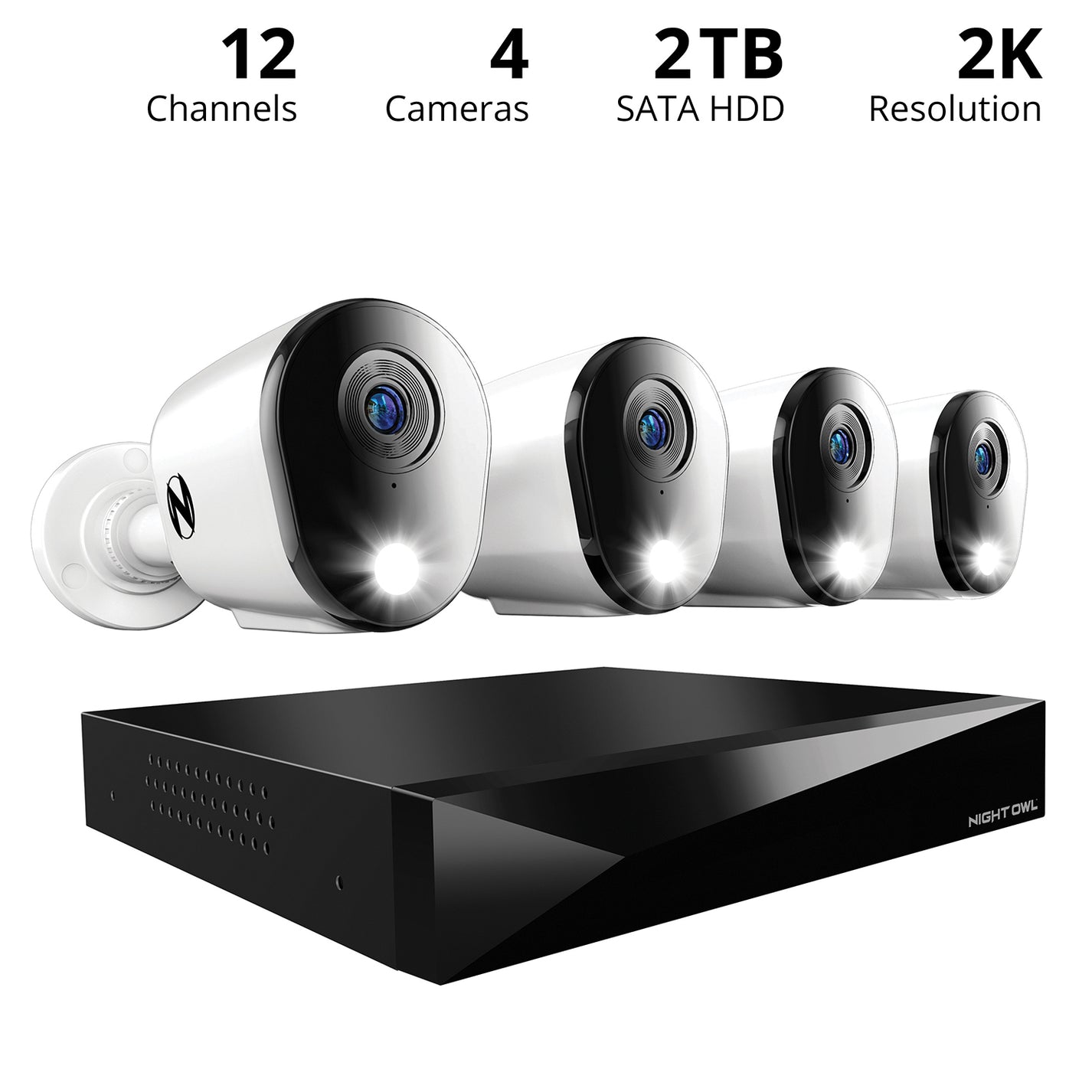 2-Way Audio 12 Channel DVR Security System with 2TB Hard Drive and 4 W ...
