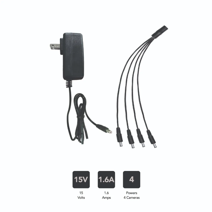 15V-1.6A Camera Power Adapter with 4-Way Power Splitter - Powers up to ...